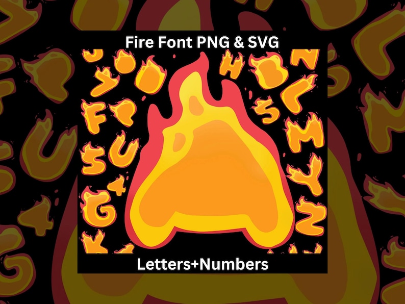Fire Font: Burning Letters & Numbers PNG SVG (digital Download) - Etsy