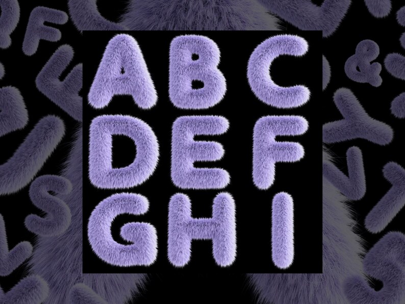 Fur Letters, Numbers & Punctuation SVG PNG, 3D Fluffy Purple Lavender ...