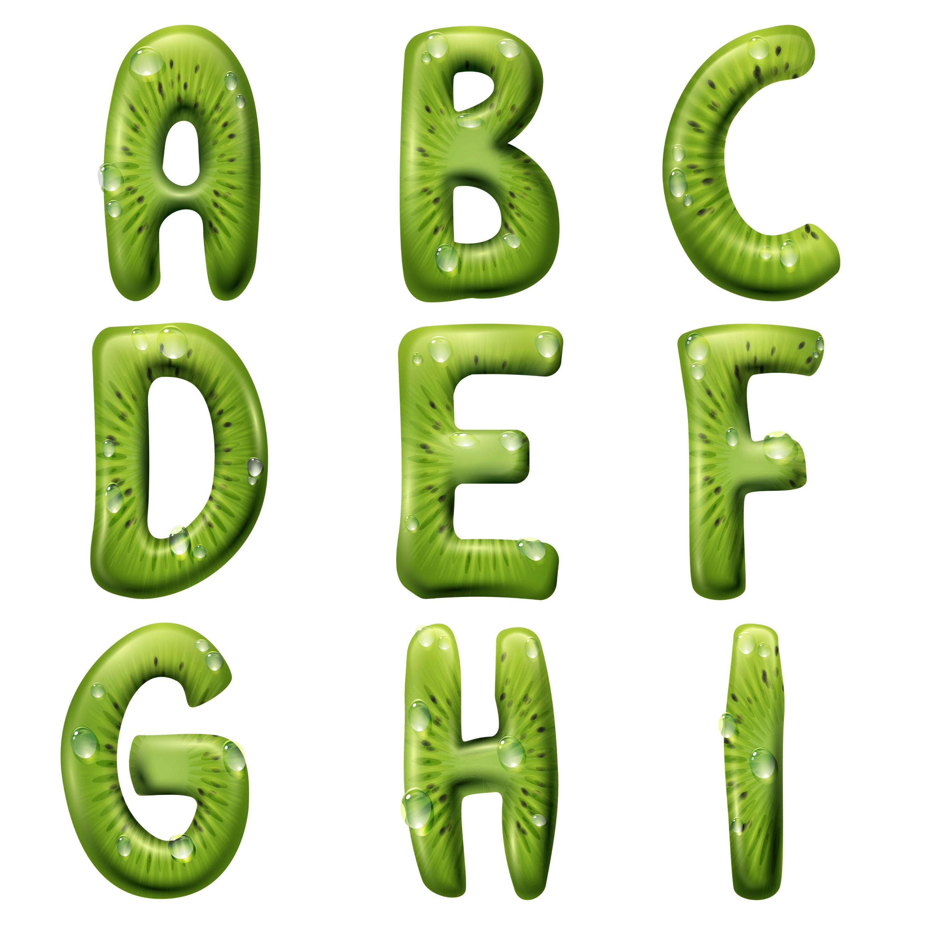 Kiwi Font SVG PNG, 3D Kiwi Letters, Fruits Alphabet, Food Clipart ...