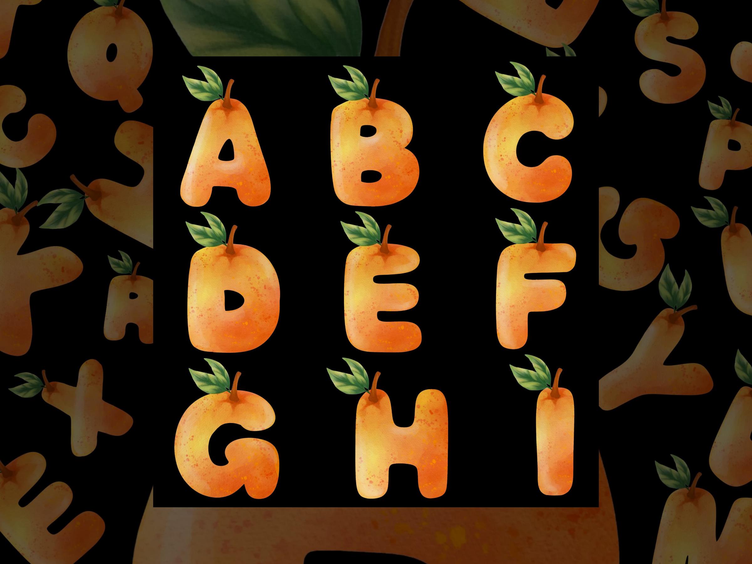 Peach Font SVG PNG, 3D Orange Letters, Fruits Alphabet, Apple Clipart ...