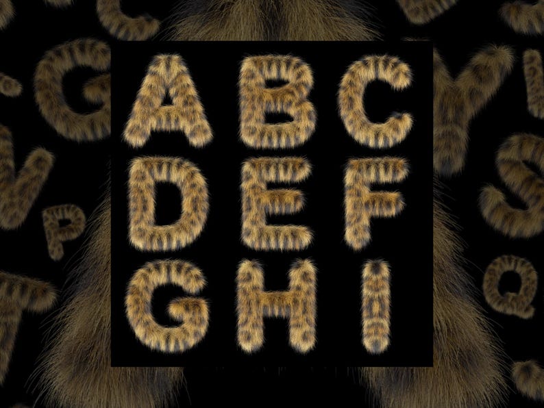 Fur Letters & Numbers SVG PNG, Leopard Fluffy Font, Furry Alphabet ...