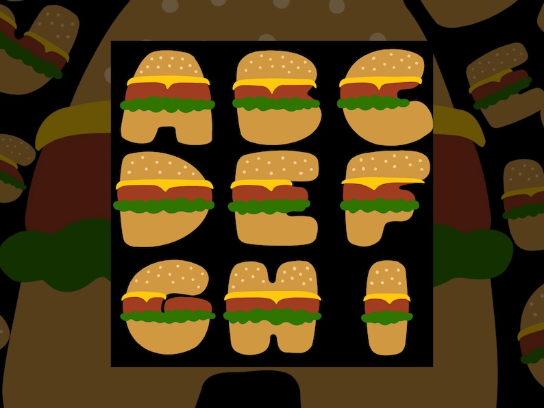 Burger Letters SVG PNG, Fastfood Letters, Burger Alphabet, Cheeseburger ...