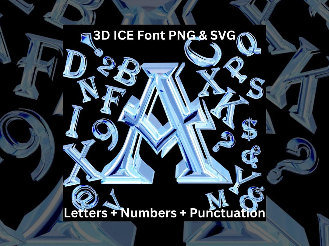 Ice Letters, Numbers & Punctuation SVG PNG, Christmas Font, Winter ...