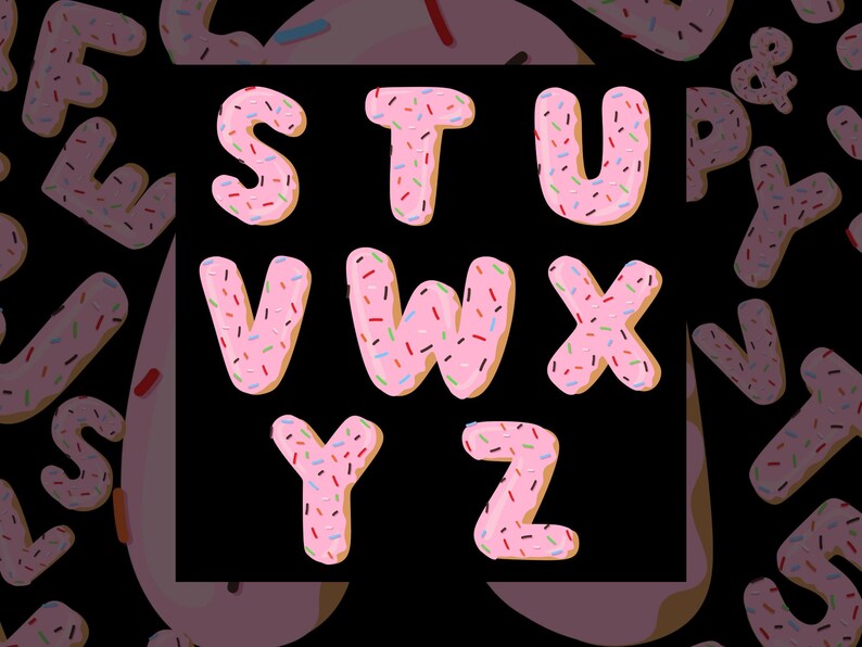 Donut Letters, Numbers & Punctuation SVG PNG, Sweets Letters, Cookie ...