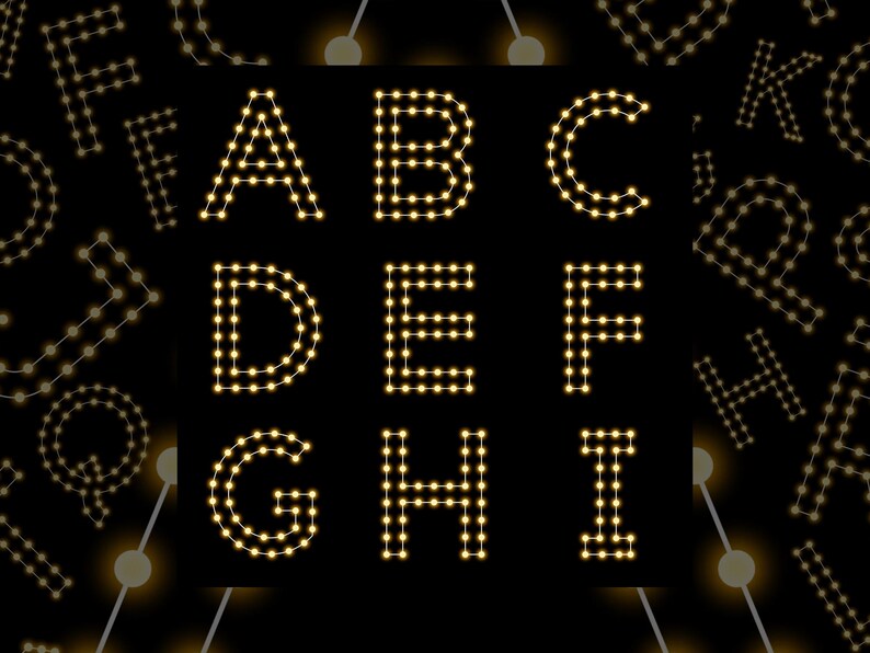 Lights Letters SVG PNG, Neon Marquee Letters, Lights Alphabet, Instant ...