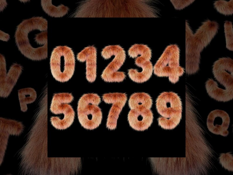 Fur Letters & Numbers SVG PNG, Lion Fluffy Font, Furry Alphabet, Faux ...