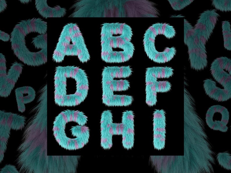 Fur Letters & Numbers SVG PNG, Monster Fluffy Font, Furry Alphabet ...