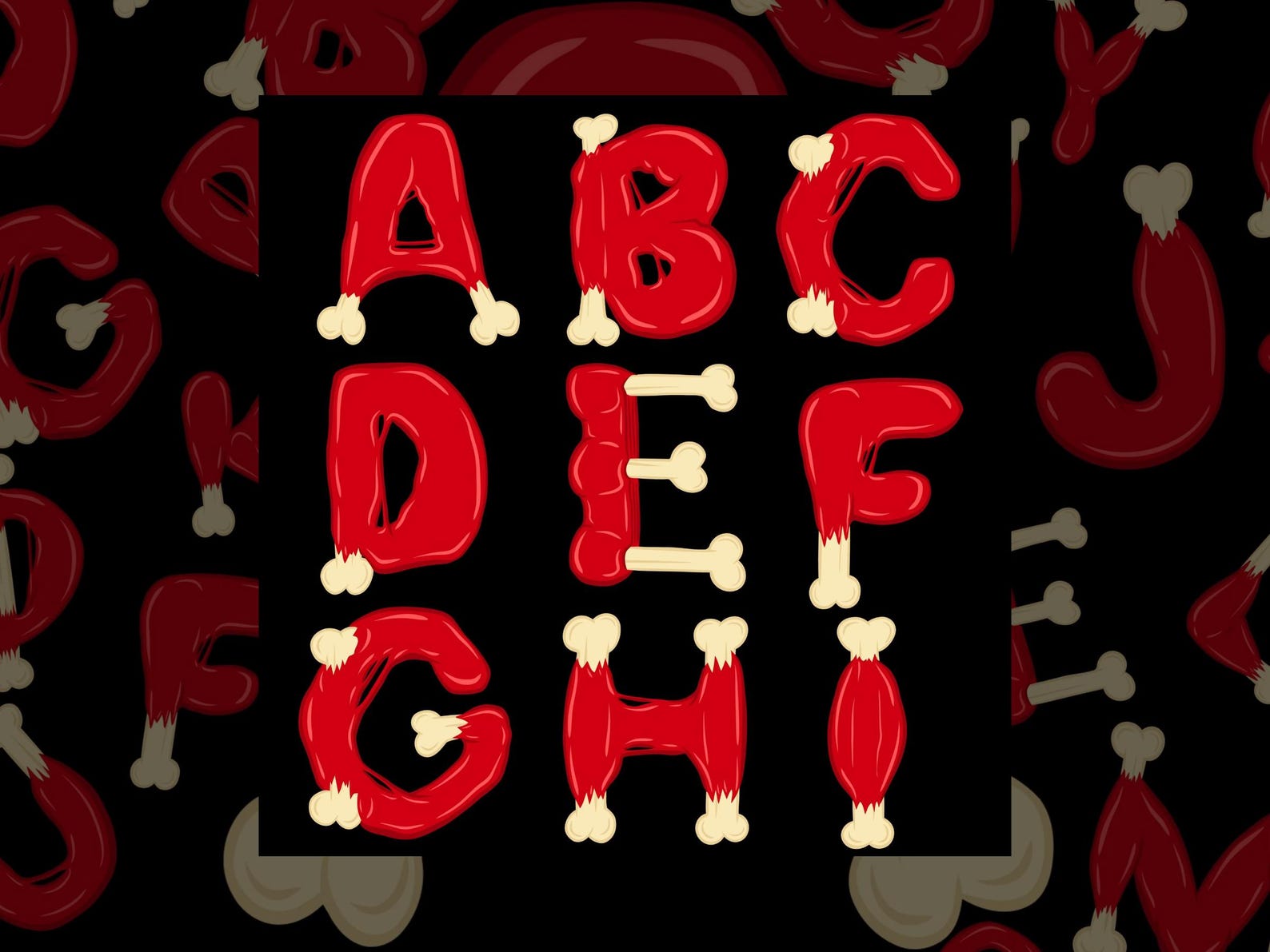 Meat Font SVG PNG, Chicken Letters, Stake Alphabet, Beef Font ...