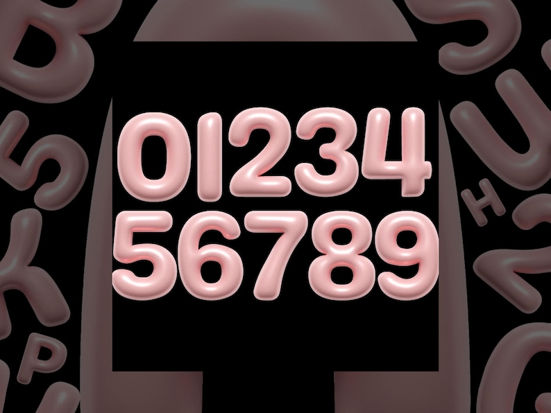 Chunky Letters & Numbers SVG PNG, 3D Bubbly Pink Alphabet, Balloon ...