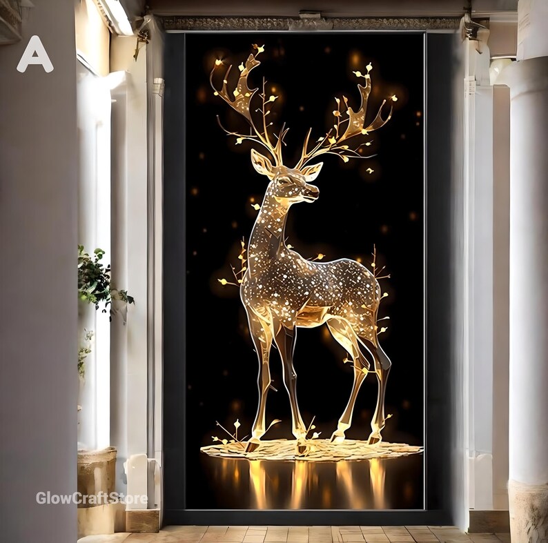 Modern Elk LED Wall Mural Light | Remote Control Hanging Painting Lamp ...