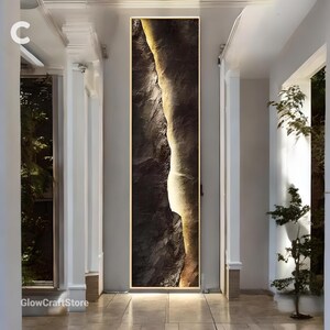 Modern LED Vertical Wall Lamp: Black & Gold Frame, Remote Control - Etsy UK