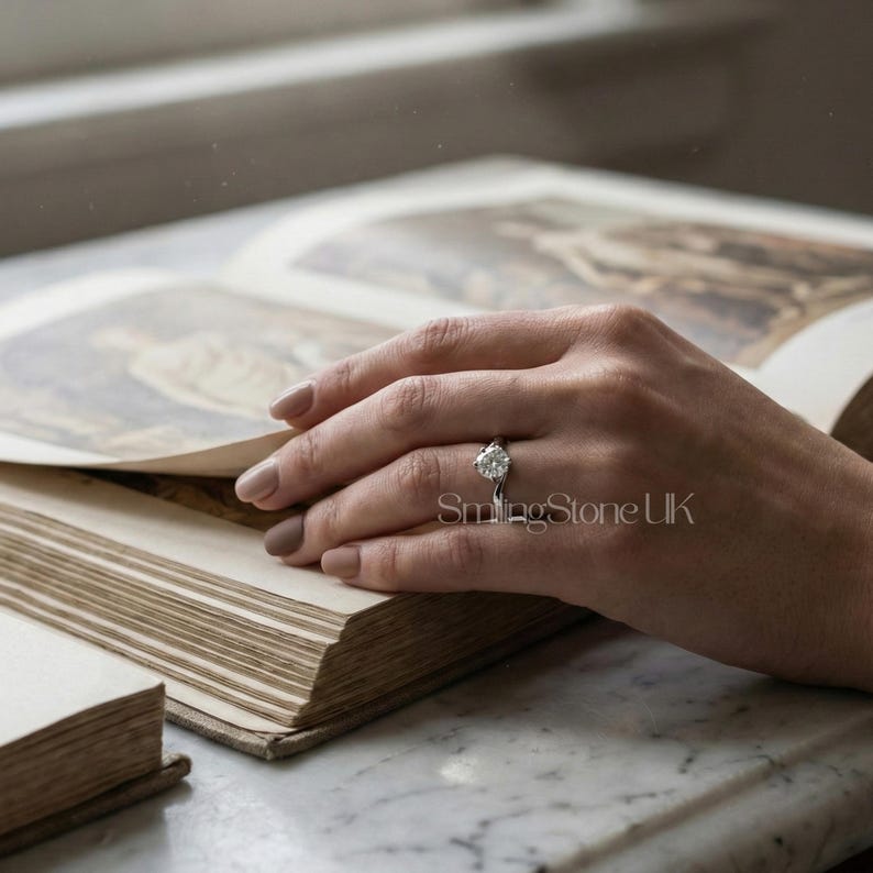 Lab Grown Diamond Bypass Engagement Ring Round Brilliant Solitaire in ...