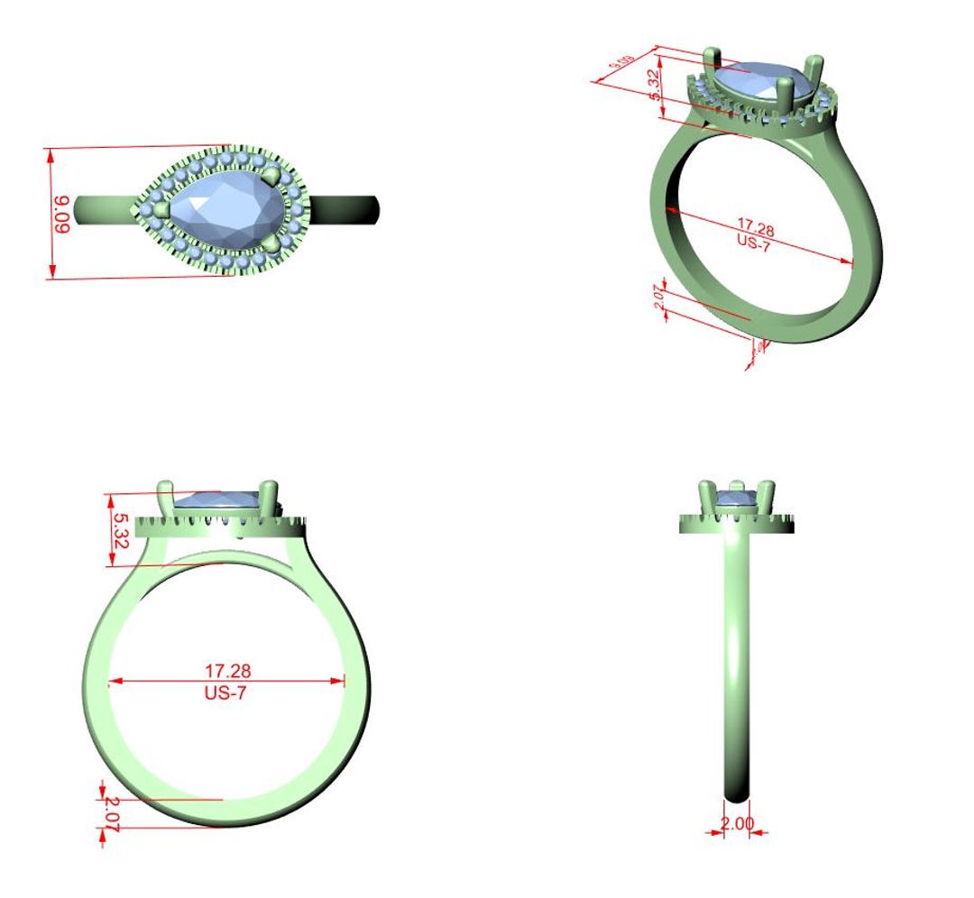 3D CAD Model STL & 3DM File | Ready to Print Jewelry Mold | Rhino ...