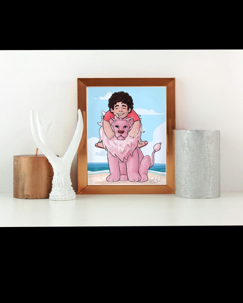 Steven Universe Lion and Steven Fan Art - Etsy