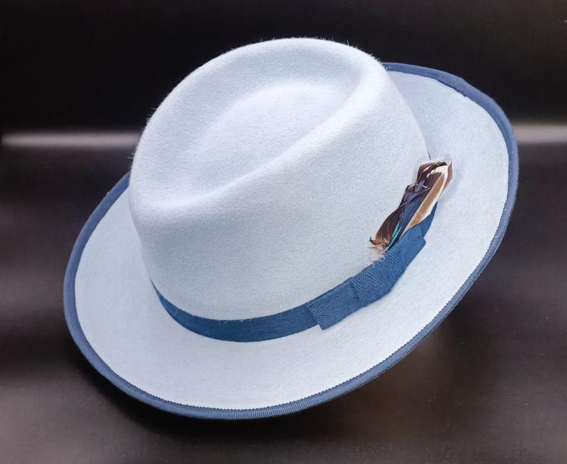 Wool Fedora in Light Blue - Etsy