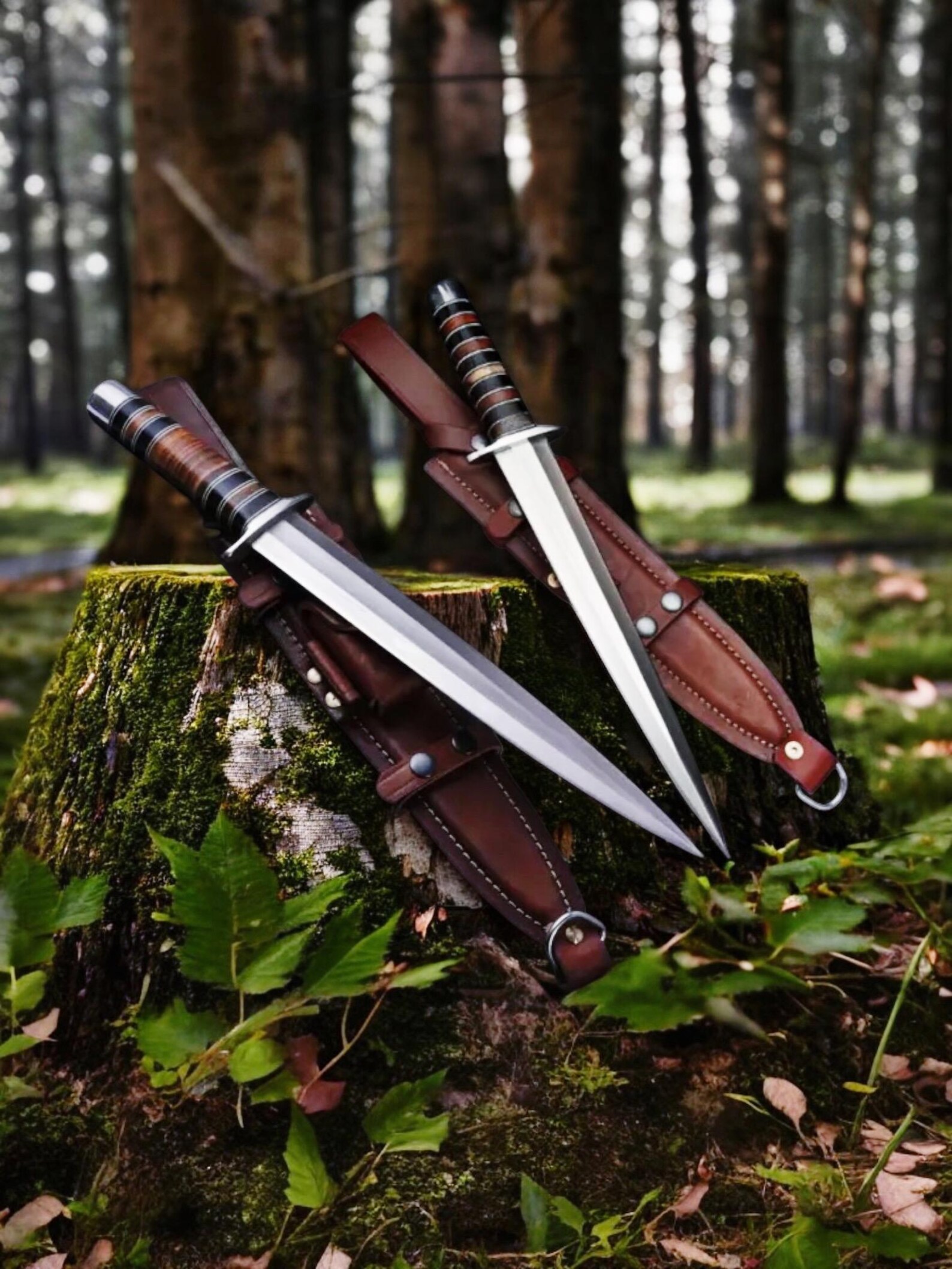 Pack of 2 Arkansas Toothpick Custom Handmade D2 Steel Double Edge ...