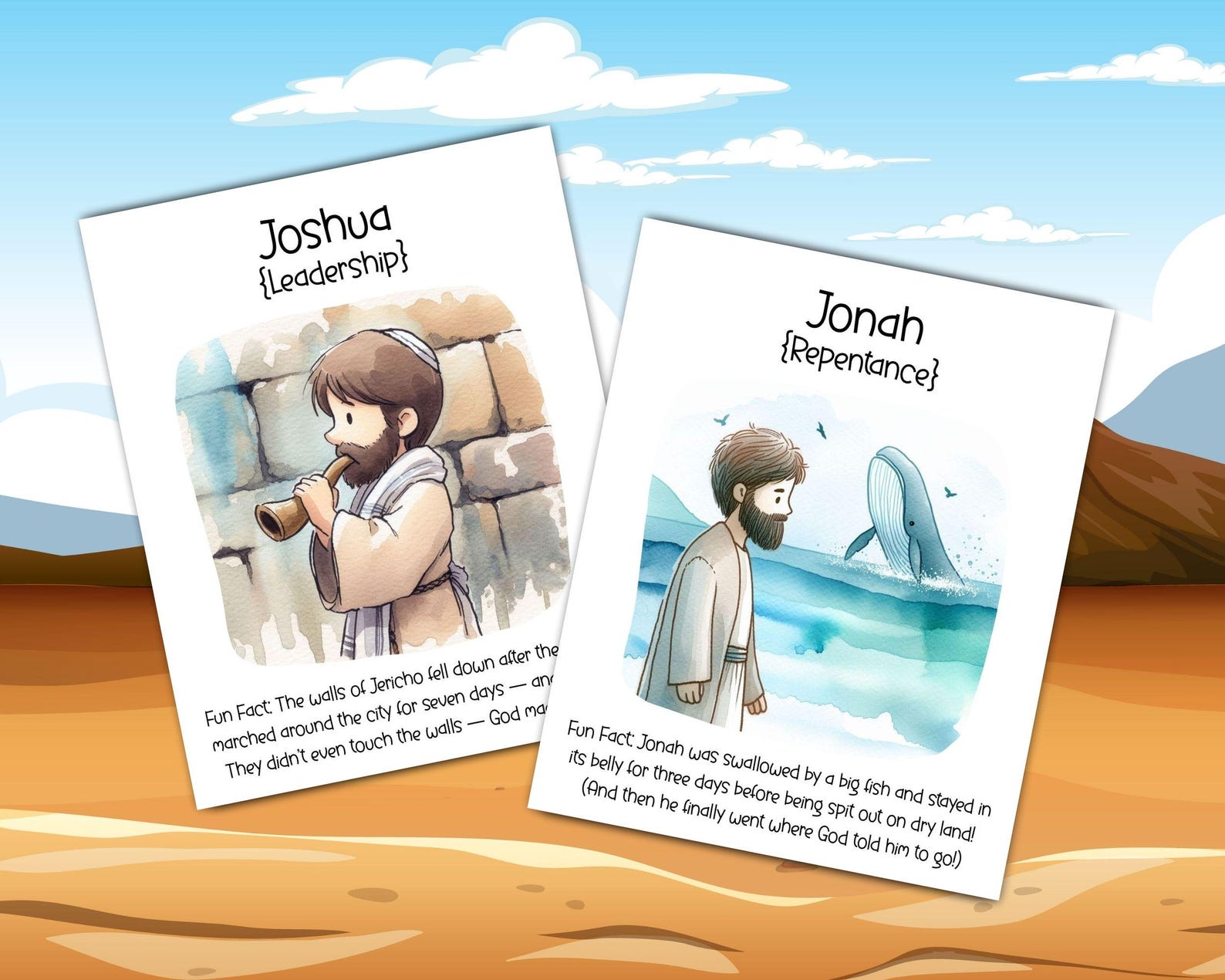Kids' Learning Tool: Old Testament Bible Character Cards, Bible Study ...