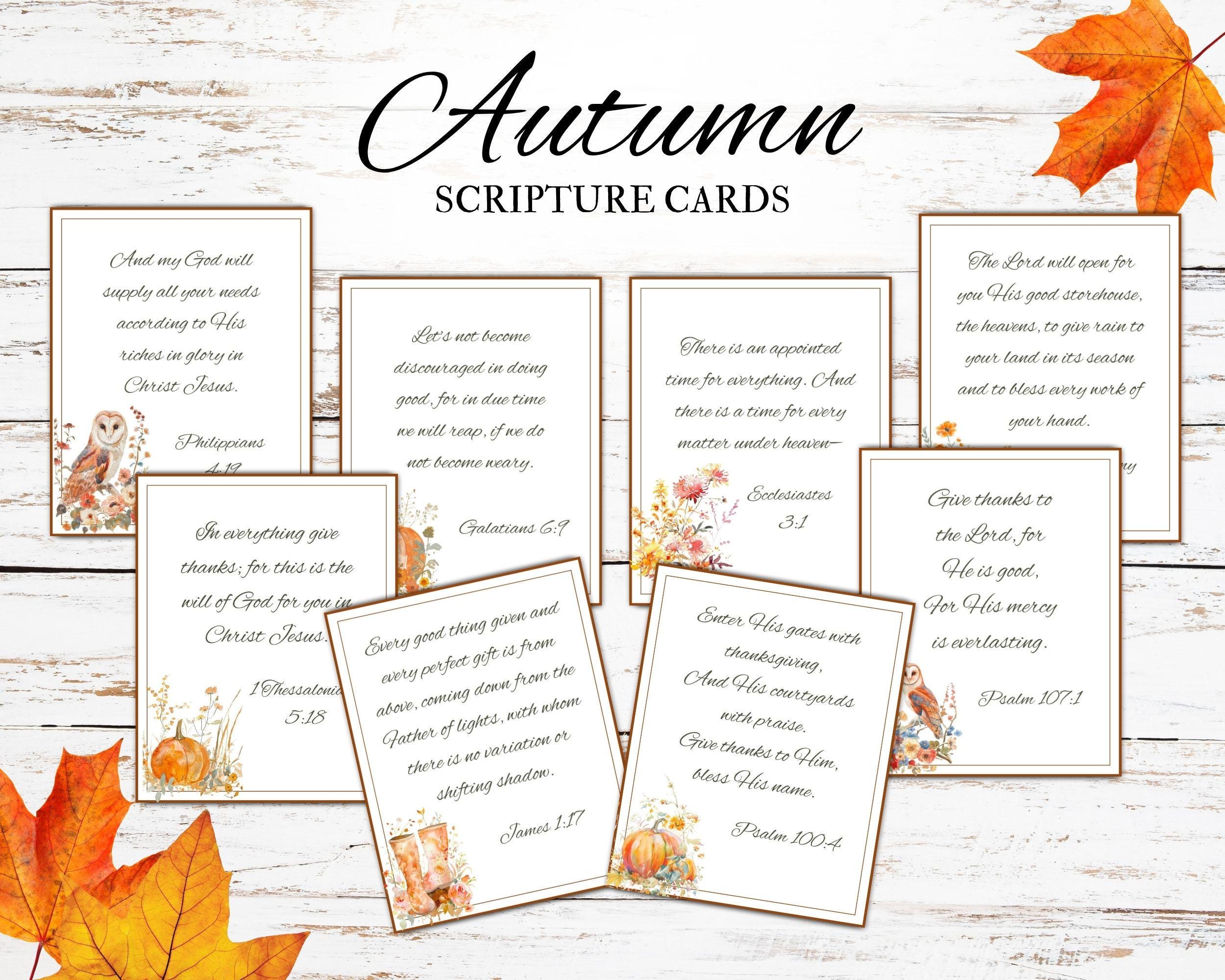 Fall Scripture Cards Printable | Autumn Bible Verse Cards | Christian ...