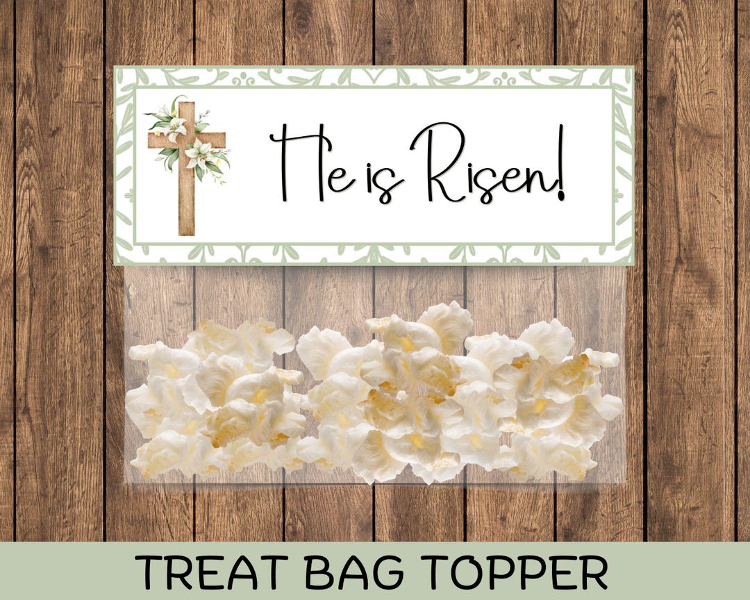 He is Risen Easter Cross Bag Topper, Religious Party Favors ...