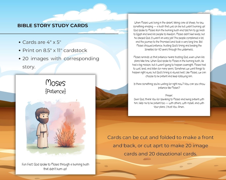 Kids' Learning Tool: Old Testament Bible Character Cards, Bible Study ...