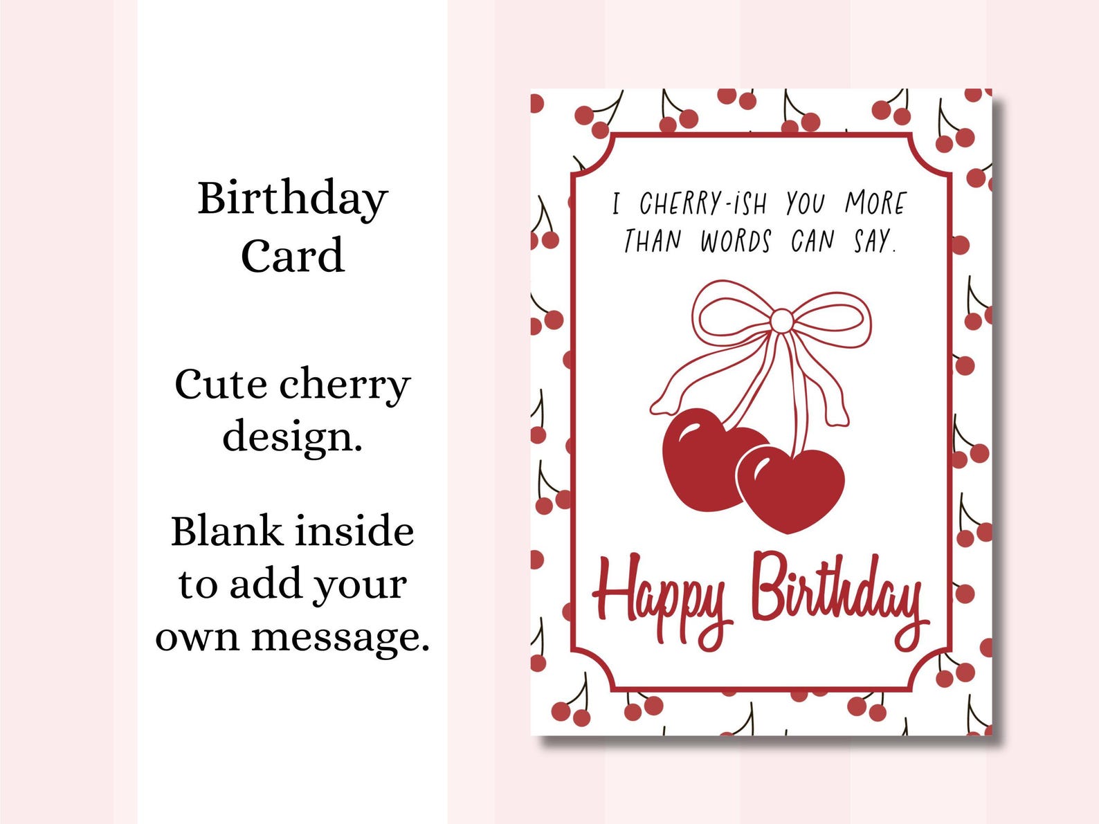 Cherry Birthday Card | Printable Greeting Card (digital Download) - Etsy