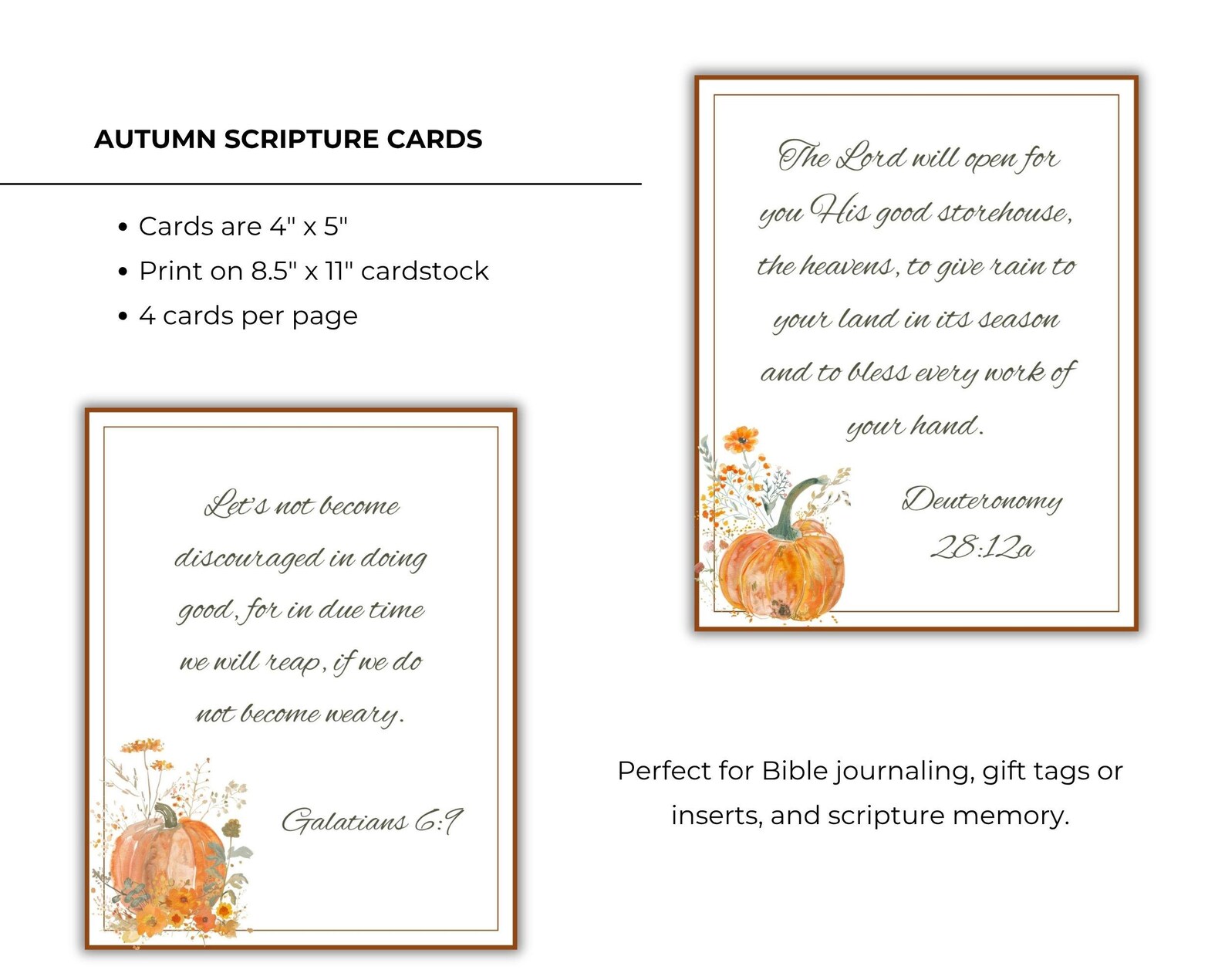Fall Scripture Cards Printable | Autumn Bible Verse Cards | Christian ...