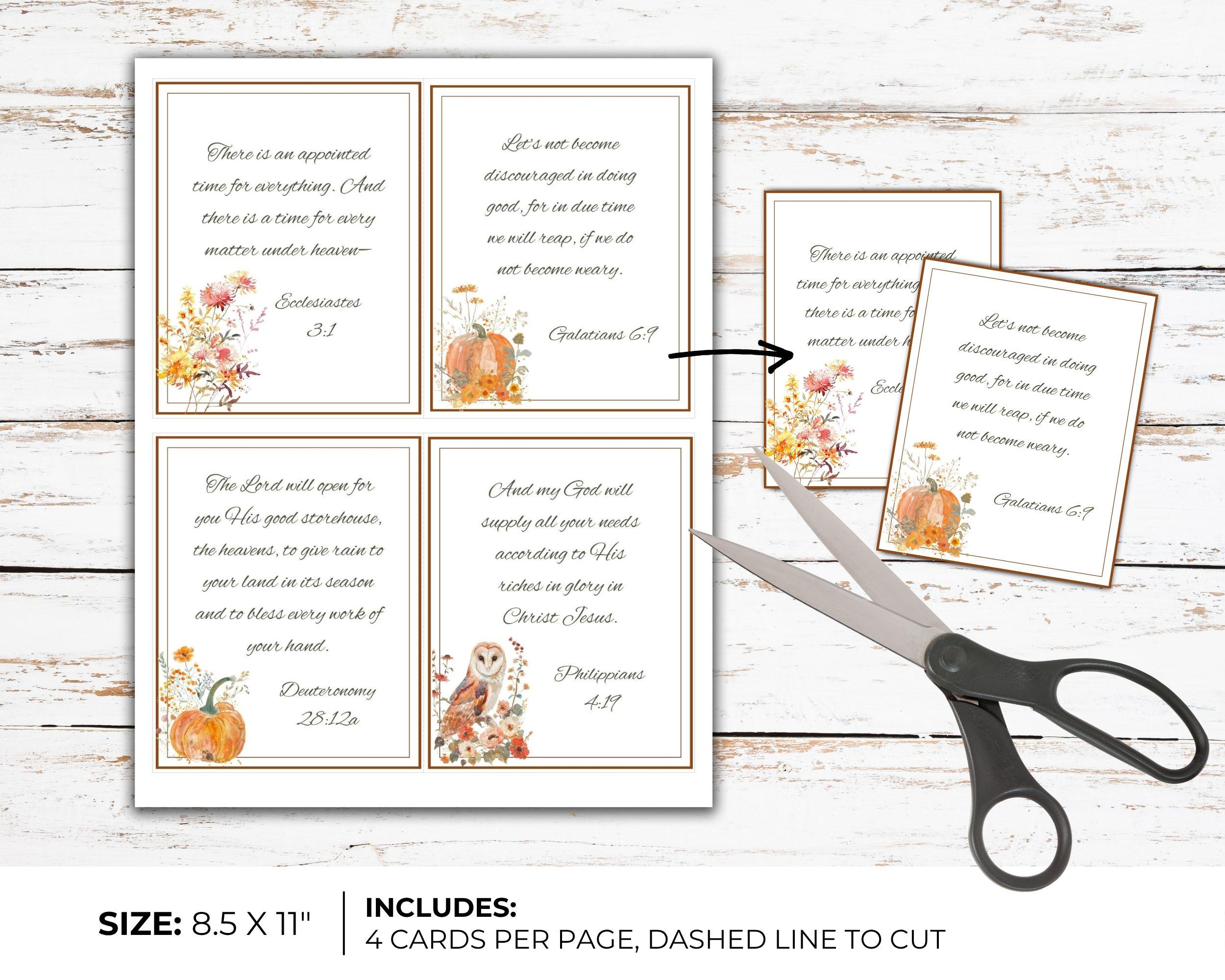 Fall Scripture Cards Printable | Autumn Bible Verse Cards | Christian ...