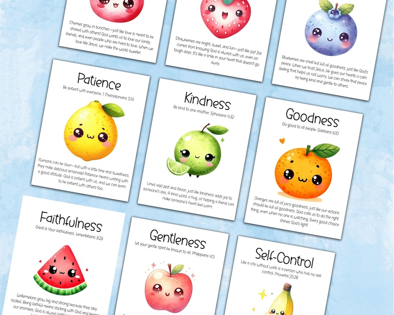 Fruit of the Spirit Devotional Flashcards for Kids, Children's Bible ...