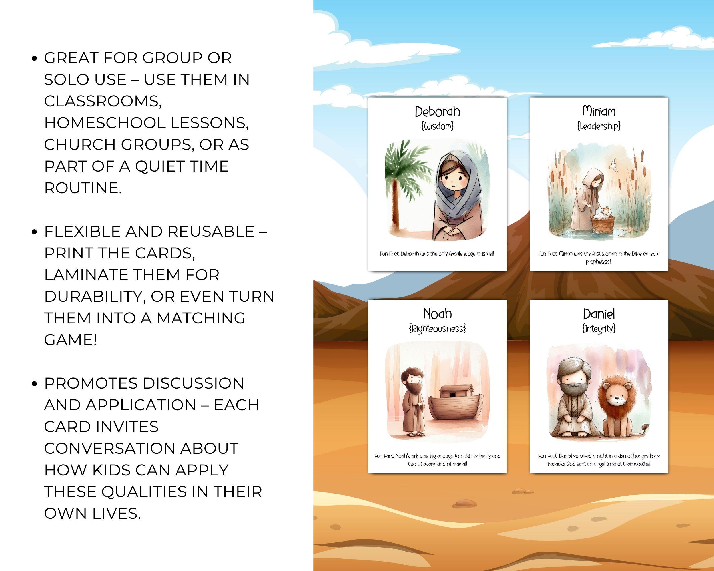 Kids' Learning Tool: Old Testament Bible Character Cards, Bible Study ...
