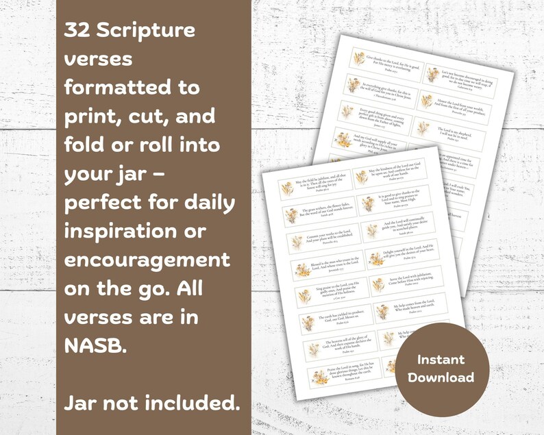 Mini Scripture Jar Printable | 32 Bible Verses + 8 Jar Labels | DIY ...