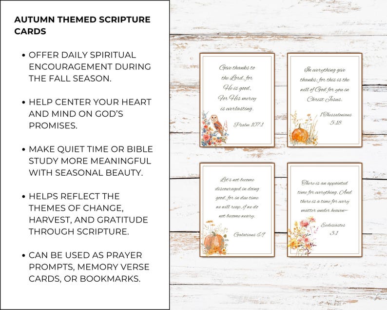Fall Scripture Cards Printable | Autumn Bible Verse Cards | Christian ...