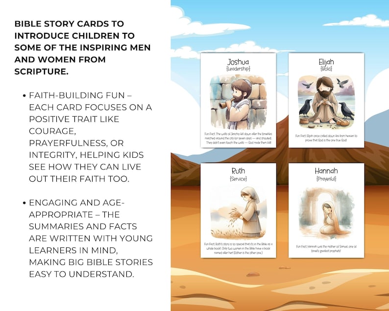 Kids' Learning Tool: Old Testament Bible Character Cards, Bible Study ...