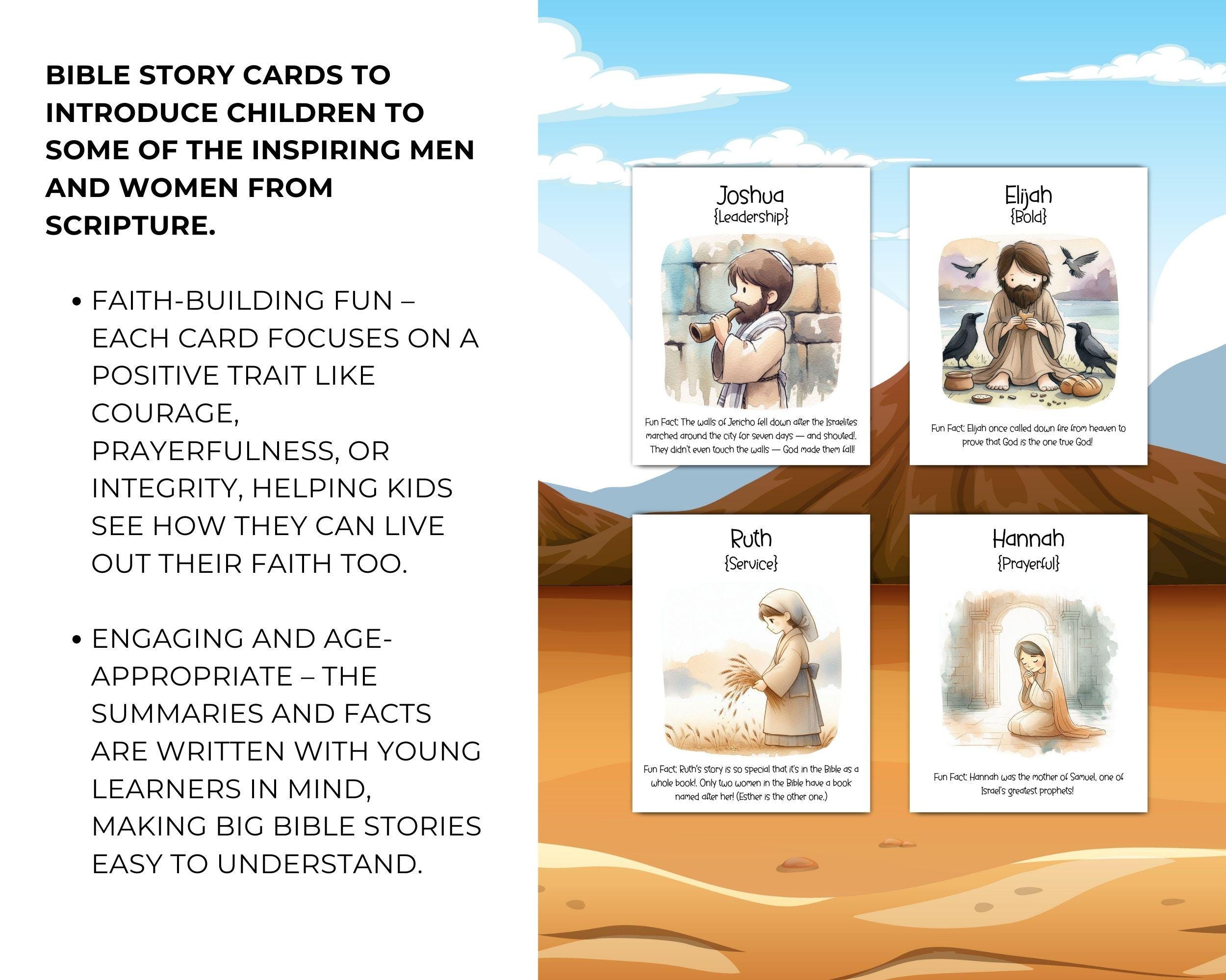Kids' Learning Tool: Old Testament Bible Character Cards, Bible Study ...