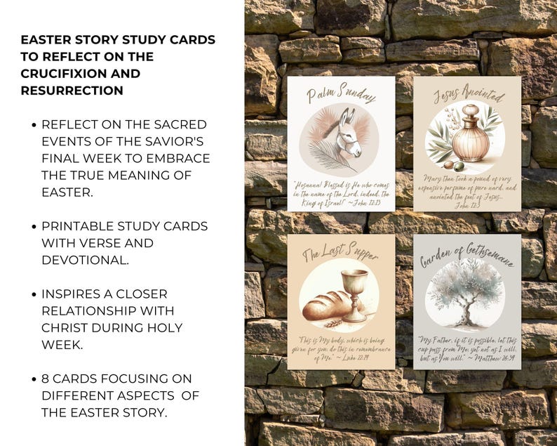 Set of 8 Holy Week Cards With Devotionals - Boho Watercolor Design ...