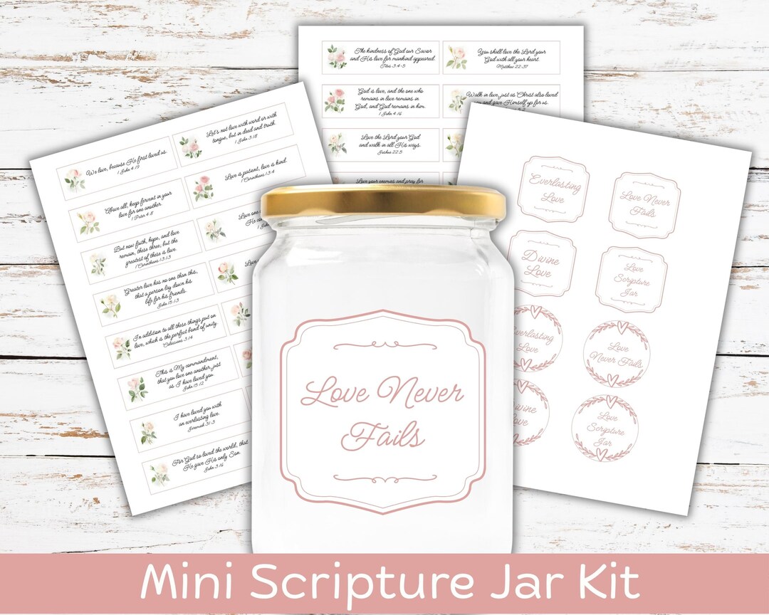 Scripture Jar Printable | DIY Christian Gift | Valentine Faith Decor - Etsy