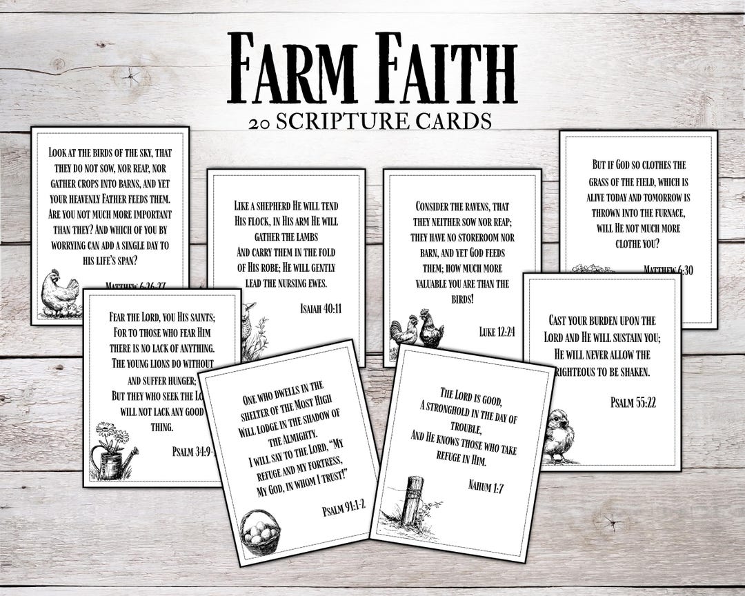 Farm Scripture Cards Printable | Bible Verse Cards | Christian ...