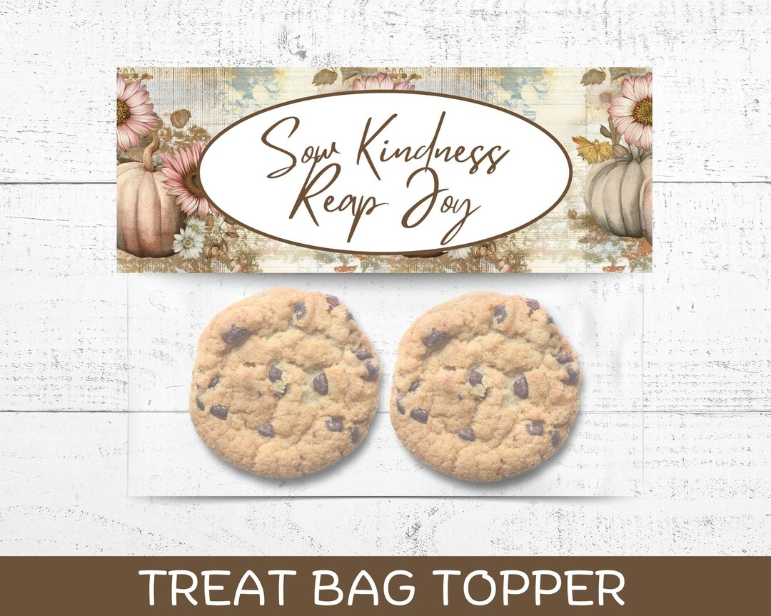 Fall Harvest Treat Bag Topper - Rustic Pumpkin Sunflower Bag Label ...