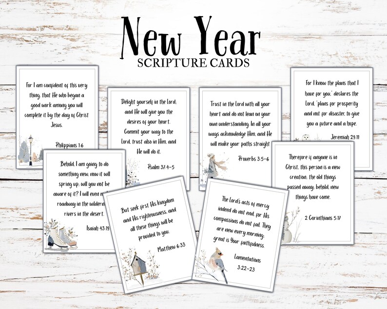 New Year Scripture Cards Printable | Winter Bible Verse Cards ...