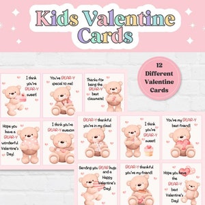 Valentine Bear Classroom Favor Tags Teddy Bear Valentine Printable ...