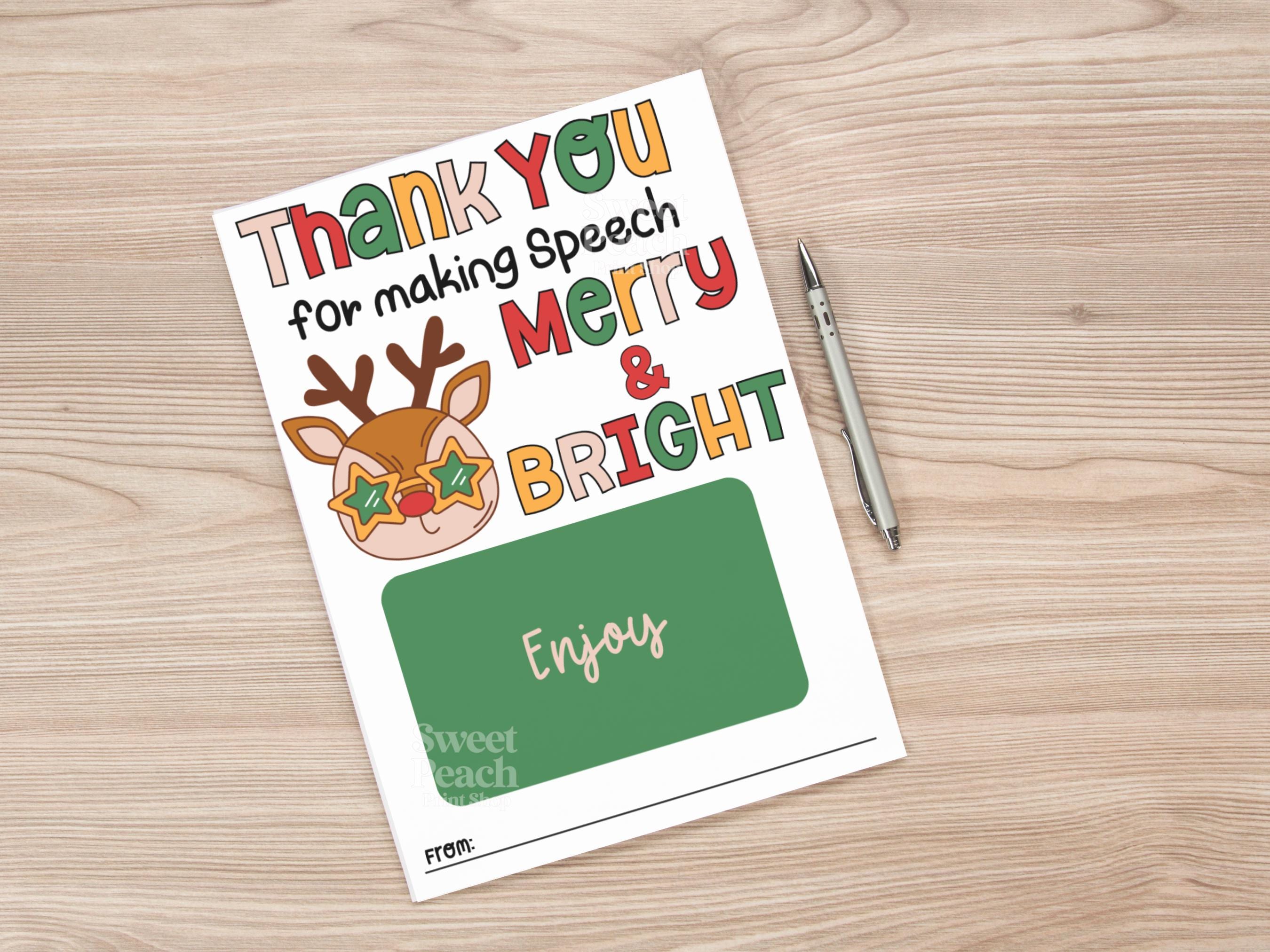 Speech Therapist Christmas Gift Card Holder Staff Appreciation Speech ...