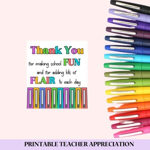 Teacher Appreciation Gift Tag Printable Thank You Tag Teacher Gift From ...