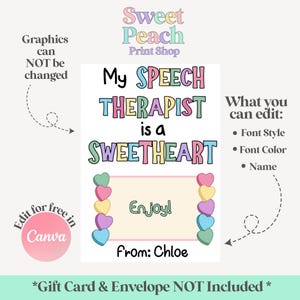 Speech Therapist Valentine Gift Card Holder (printable) - Etsy