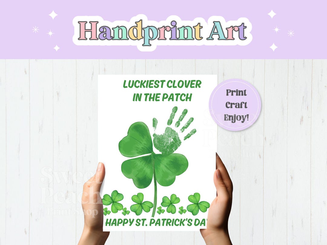 St Patricks Day Handprint Art Shamrock Printable Craft March Handprint ...