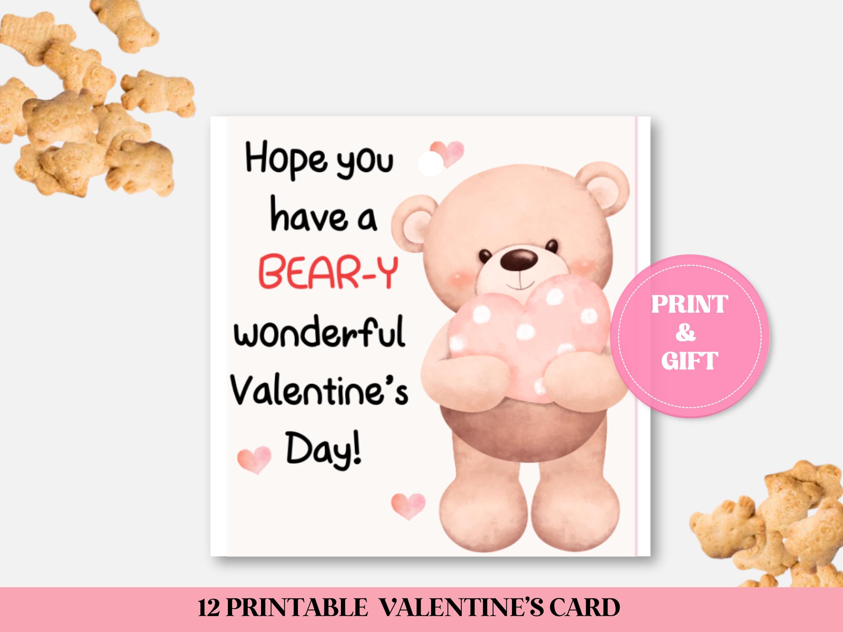 Valentine Bear Classroom Favor Tags Teddy Bear Valentine Printable ...