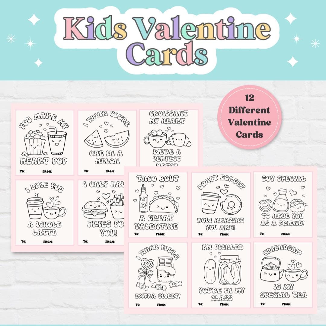 Valentine Coloring Cards Printable Classroom Valentine Exchange Kid ...