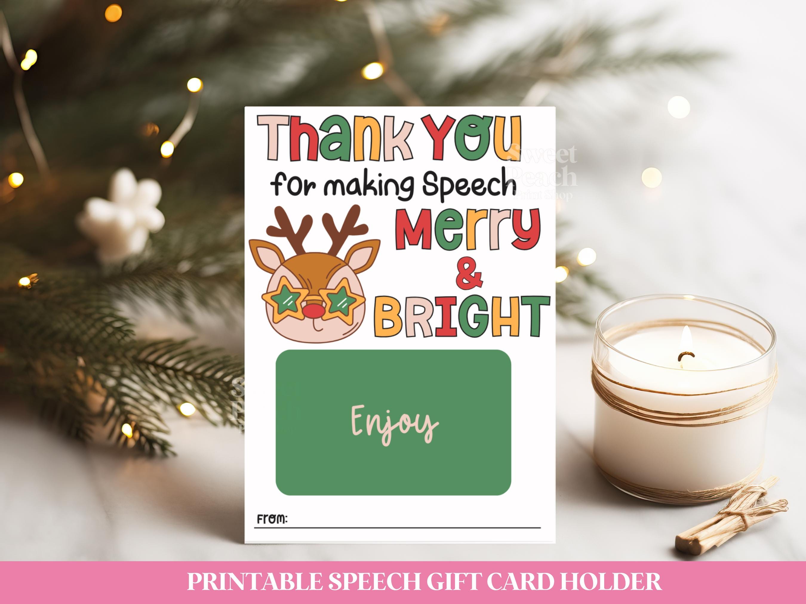 Speech Therapist Christmas Gift Card Holder Staff Appreciation Speech ...