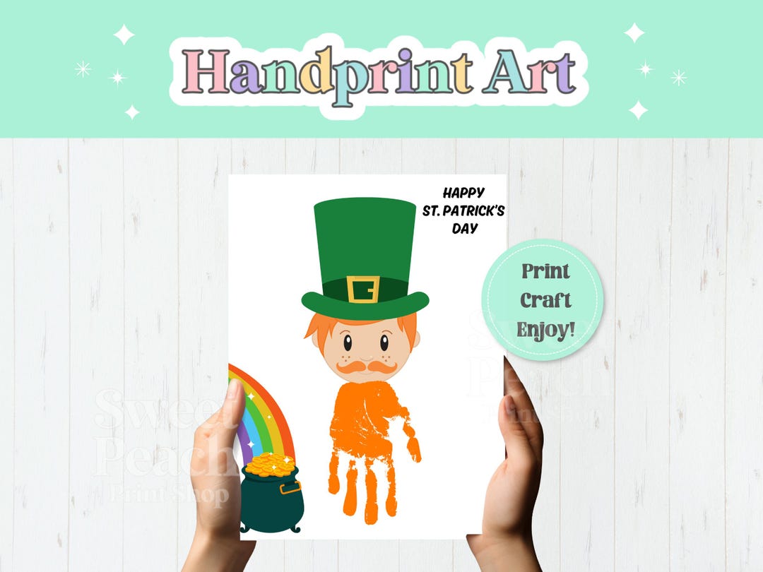 Leprechaun Printable St Patricks Day Handprint Craft Leprechaun ...