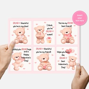 Valentine Bear Classroom Favor Tags Teddy Bear Valentine Printable ...