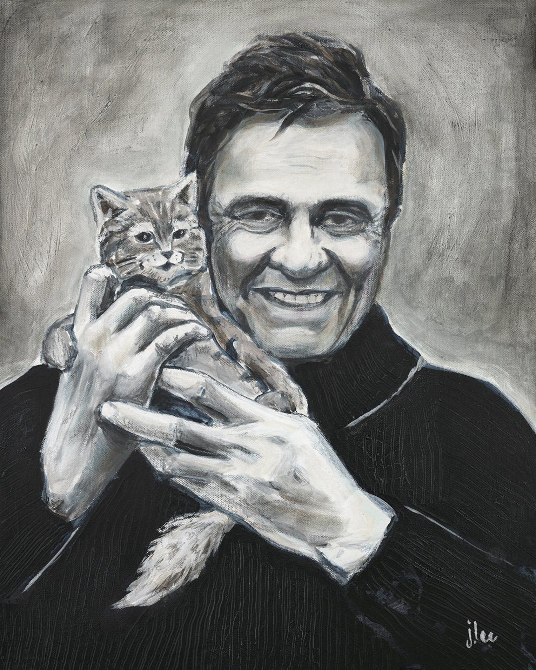 Johnny Cash With Kitten - Etsy