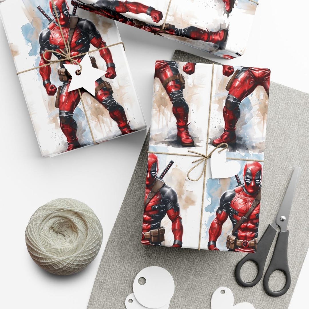 Deadpool Gift Wrap Paper, Comic Book Wrap, Superhero Party Supplies ...